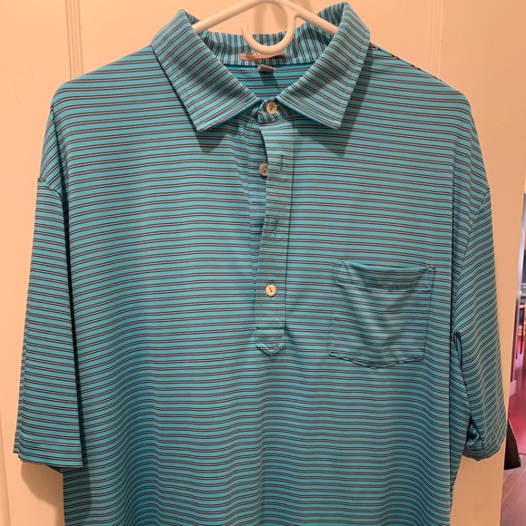 Peter Millar | Shirts | Teal Blue And Black White Stripes Peter Millar ...
